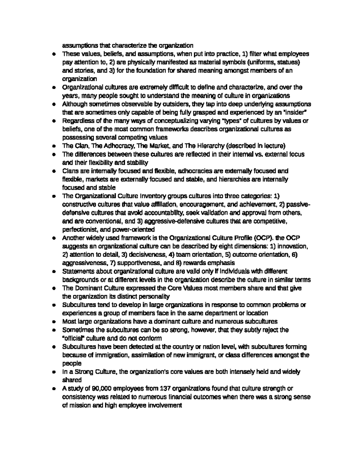 Chapter 16 - assumptions that characterize the organization These ...