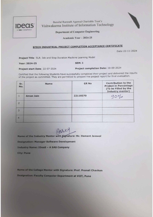 Annexure V Internship Report - INTERNSHIP REPORT July to Dec, 24 SLA ...