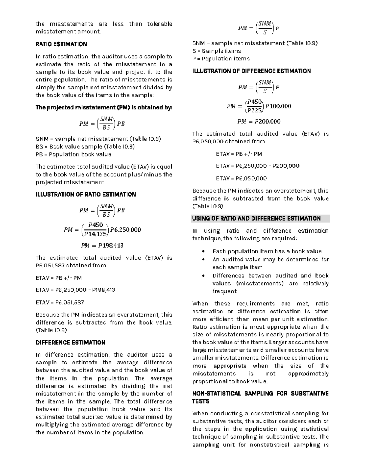 AT Chapter 10-notes Part 4 - the misstatements are less than tolerable ...