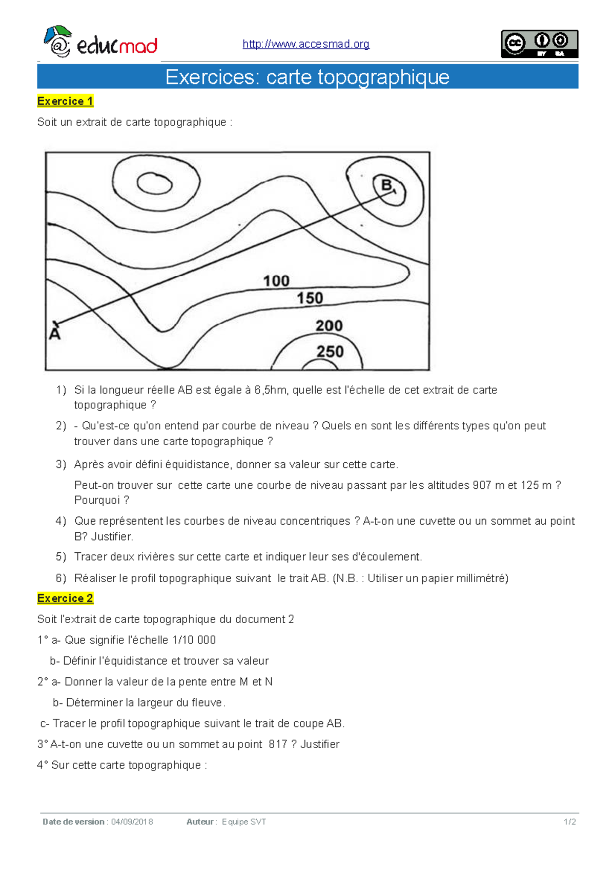 Exercices sur Carte Topographique - Exo seq1 - Studocu