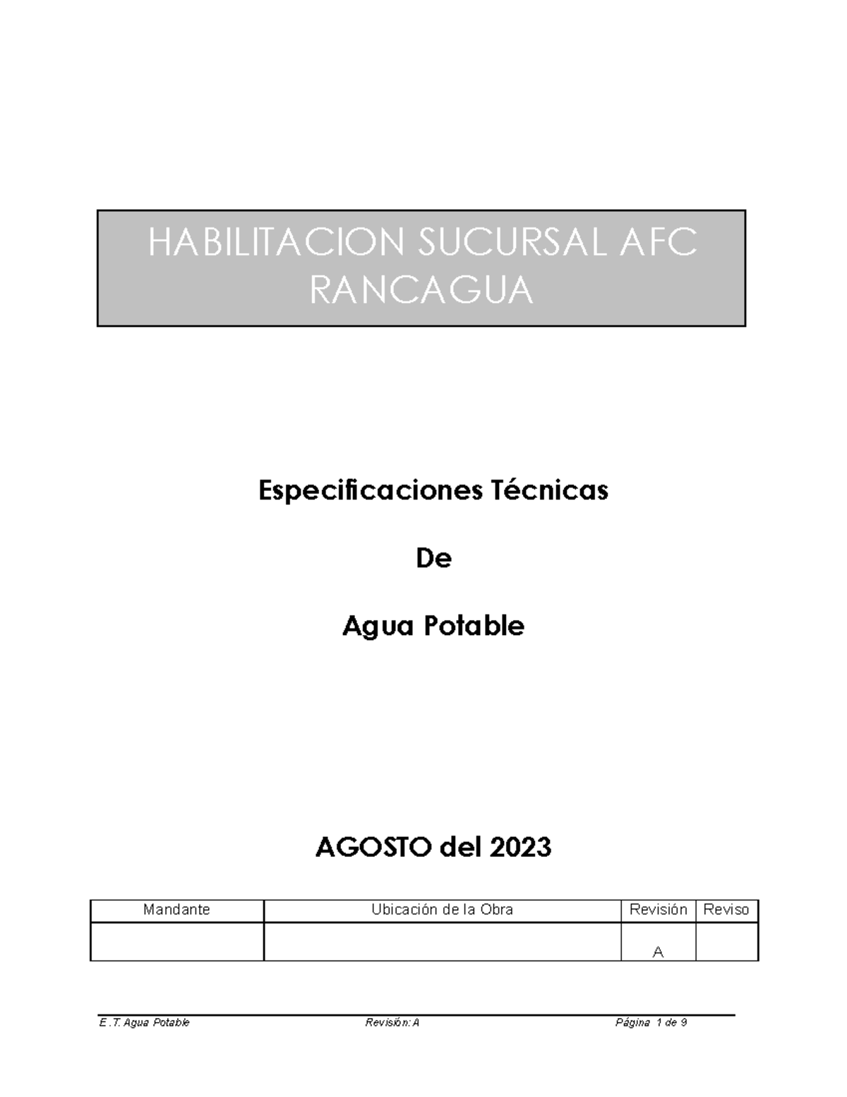 EETT Especificaciones Técnicas de Agua Potable y Alcantarillado - Studocu