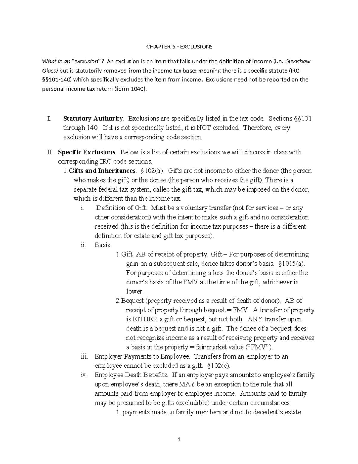 CHAPTER 5 EXCLUSIONS: Understanding Income Tax Exclusions and IRC Codes ...