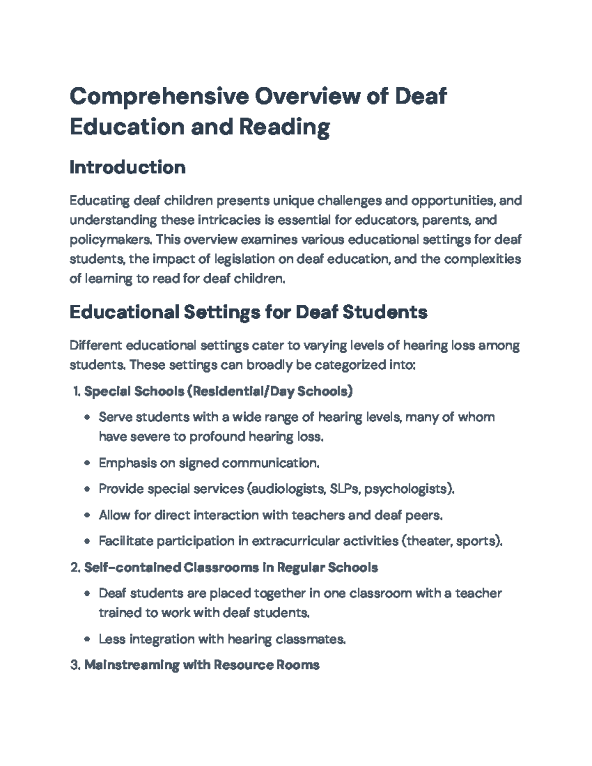 Challenges and Strategies in Deaf Education: A Comprehensive Overview ...