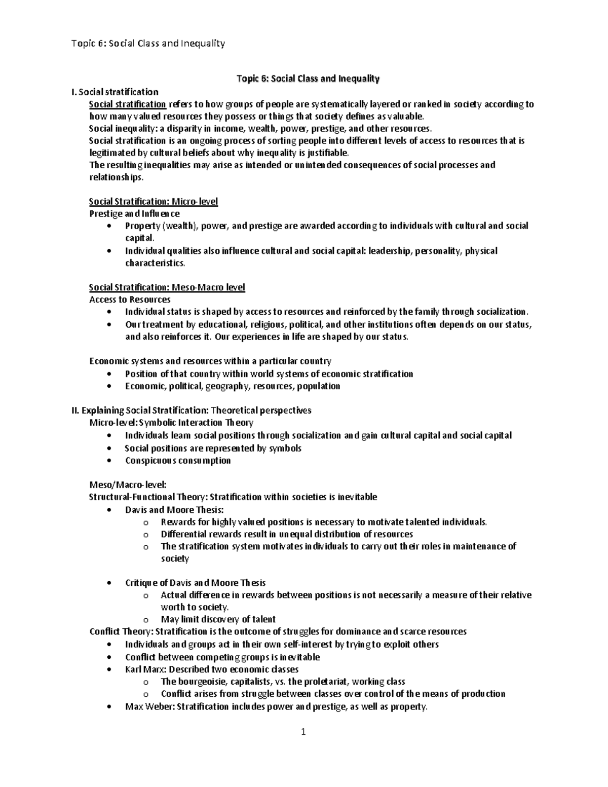 Social Class and Inequality: Analyzing Stratification Systems - Topic 6 ...