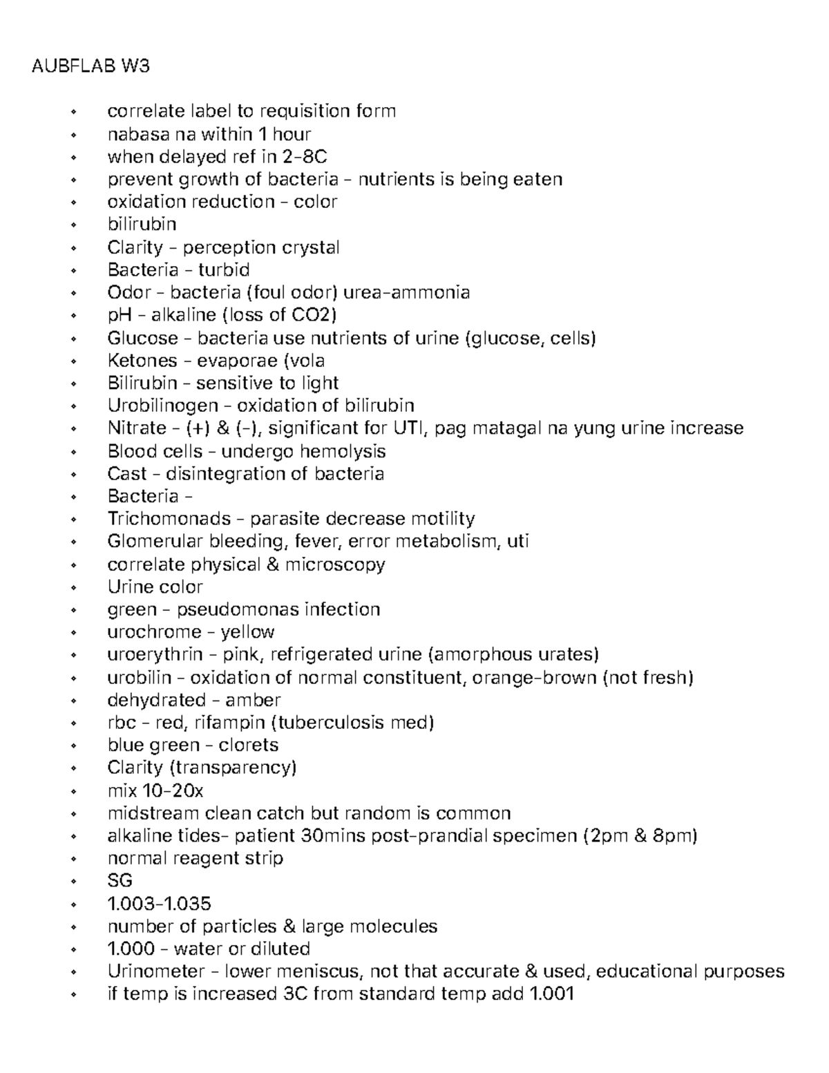 AUBF W3 Summary: Correlating Urine Analysis Factors and Bacterial ...
