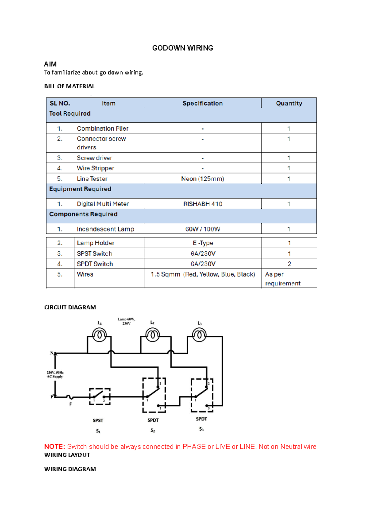 GO DOWN Wiring - Circuit Design and Safety Precautions - Studocu