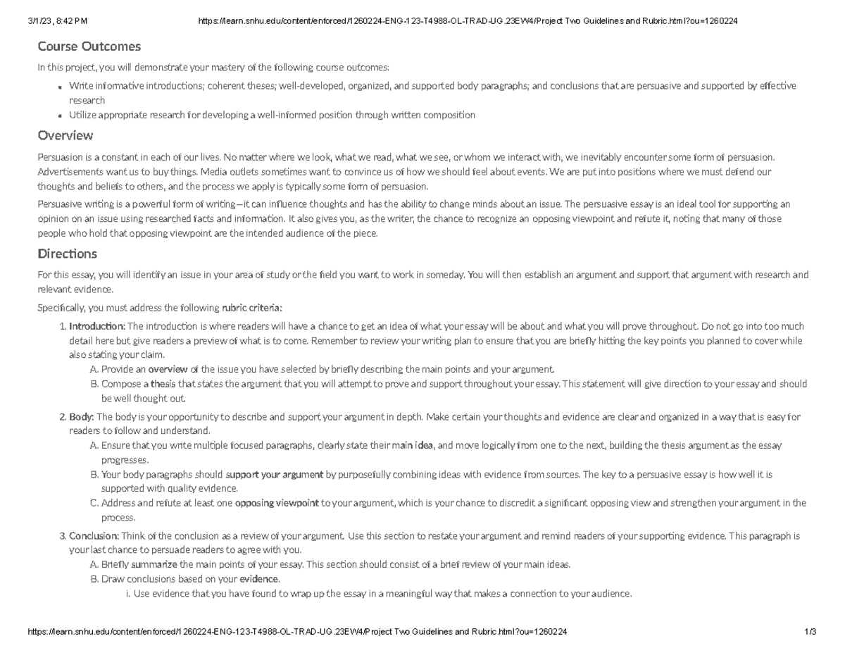 Project Two Guidelines and Rubric - 3/1/23, 8:42 PM - Studocu