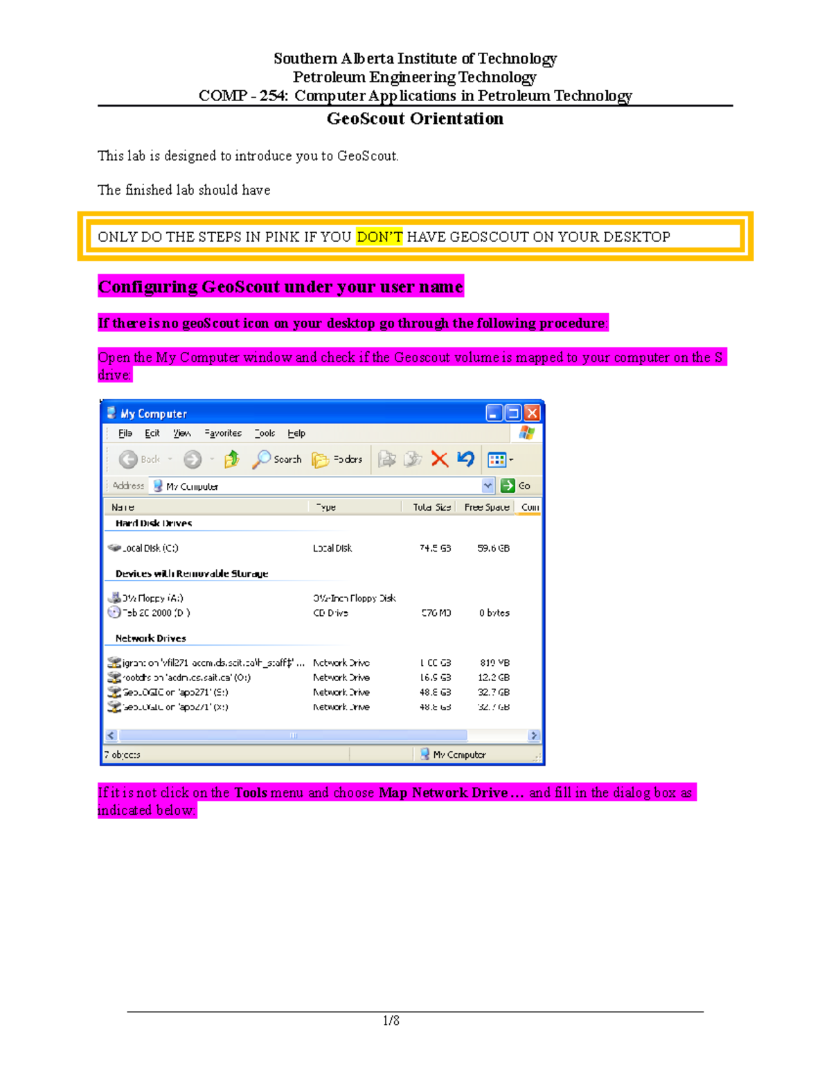 GeoScout Lab Introduction for COMP - 254 Petroleum Engineering - Studocu