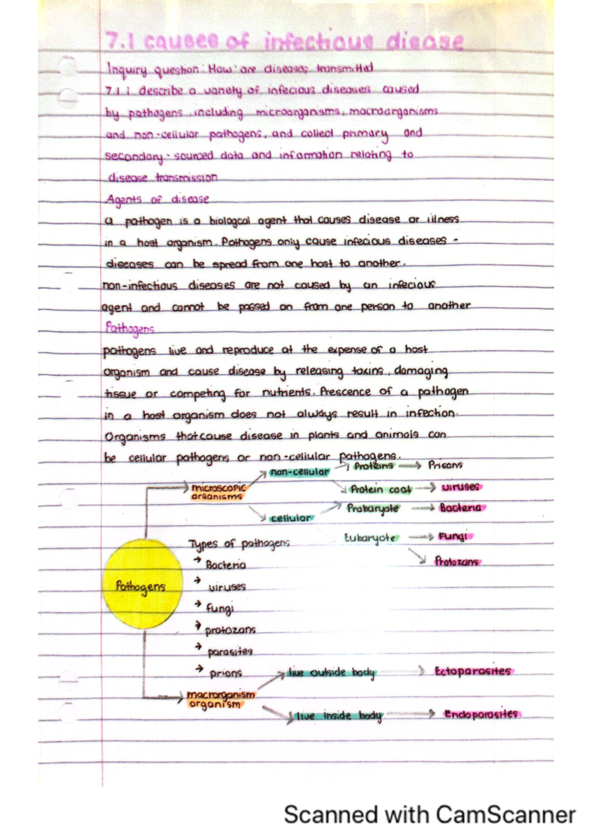 Module 7 Notes - Biology - 7. I causes of infectious disase Inquiry ...