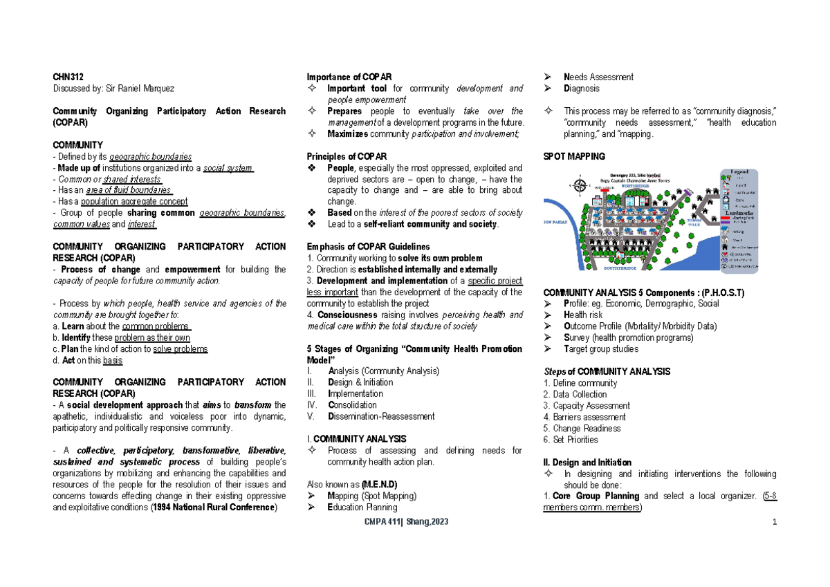 CA1-CHN - Community Organizing Participatory Action Research (COPAR) - Studocu