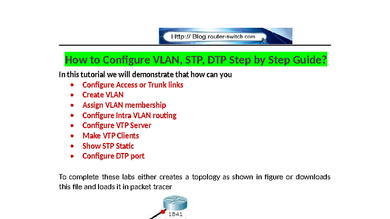 VLAN Configuration Guide: STP, DTP, and VTP Setup Steps - Studocu