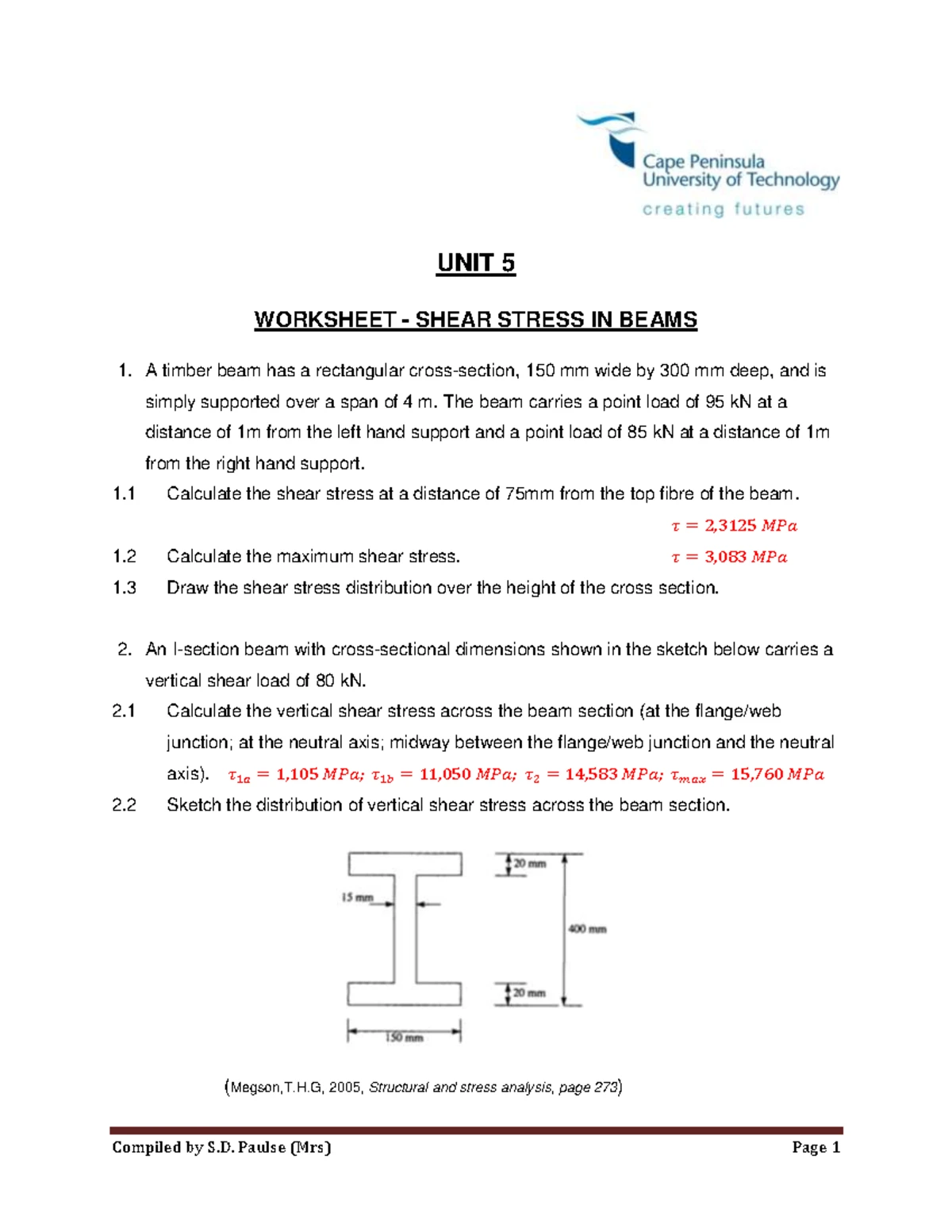 Chapter 4: Shear Stress in Beams - Analysis & Distribution Concepts ...