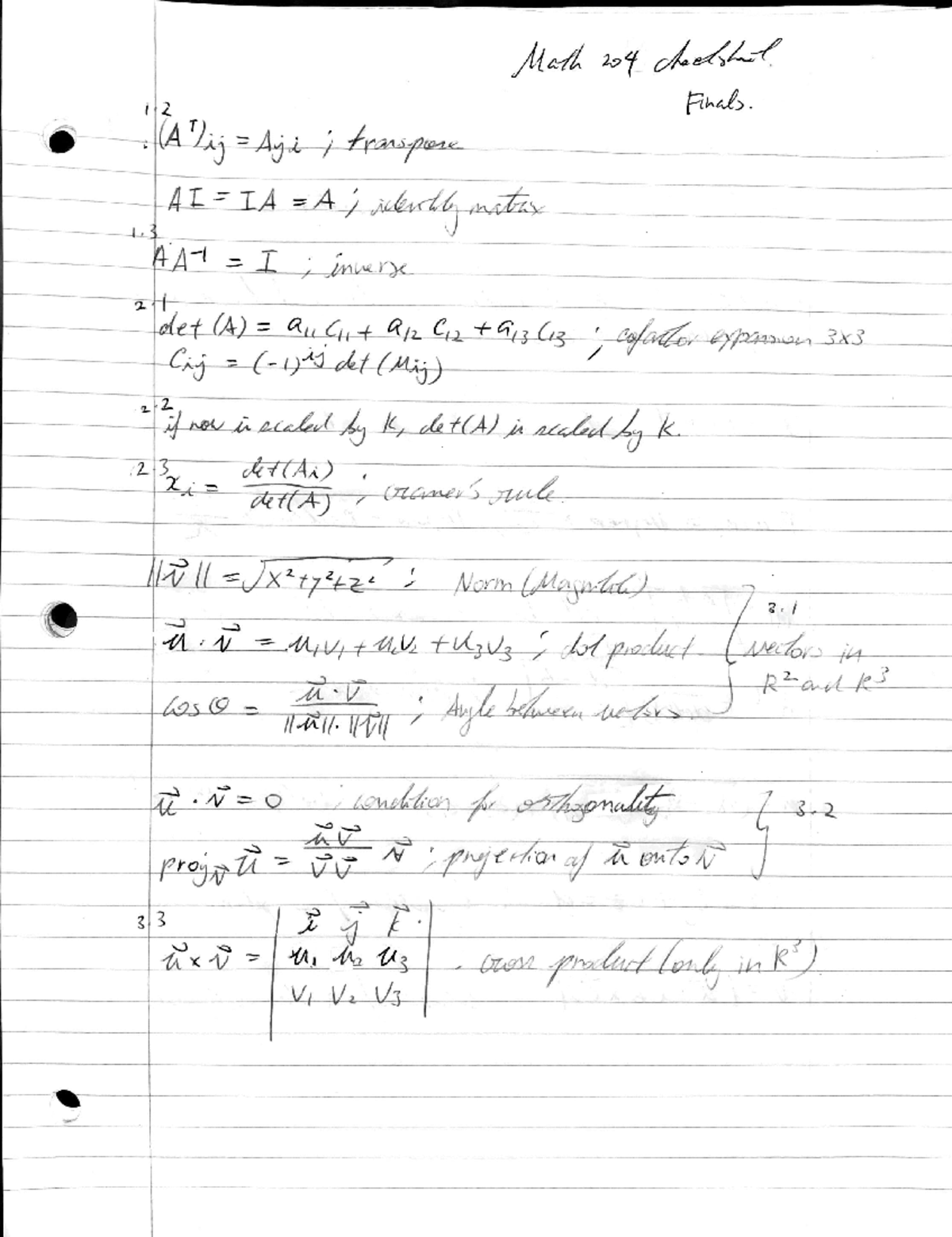 MATH 204 Cheatsheet Finals - MATH 204 - Math 204 cheetshard 12 Finals ...