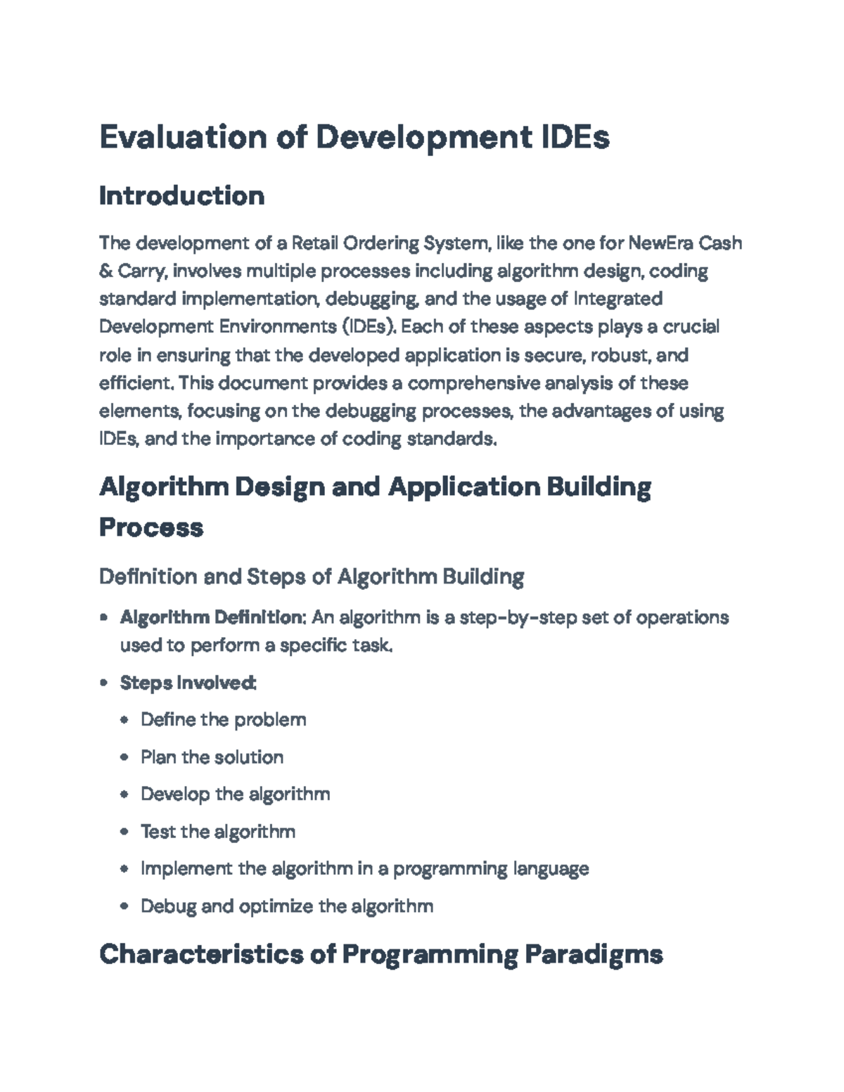 Evaluation of IDEs & Debugging Standards for Retail Ordering System ...