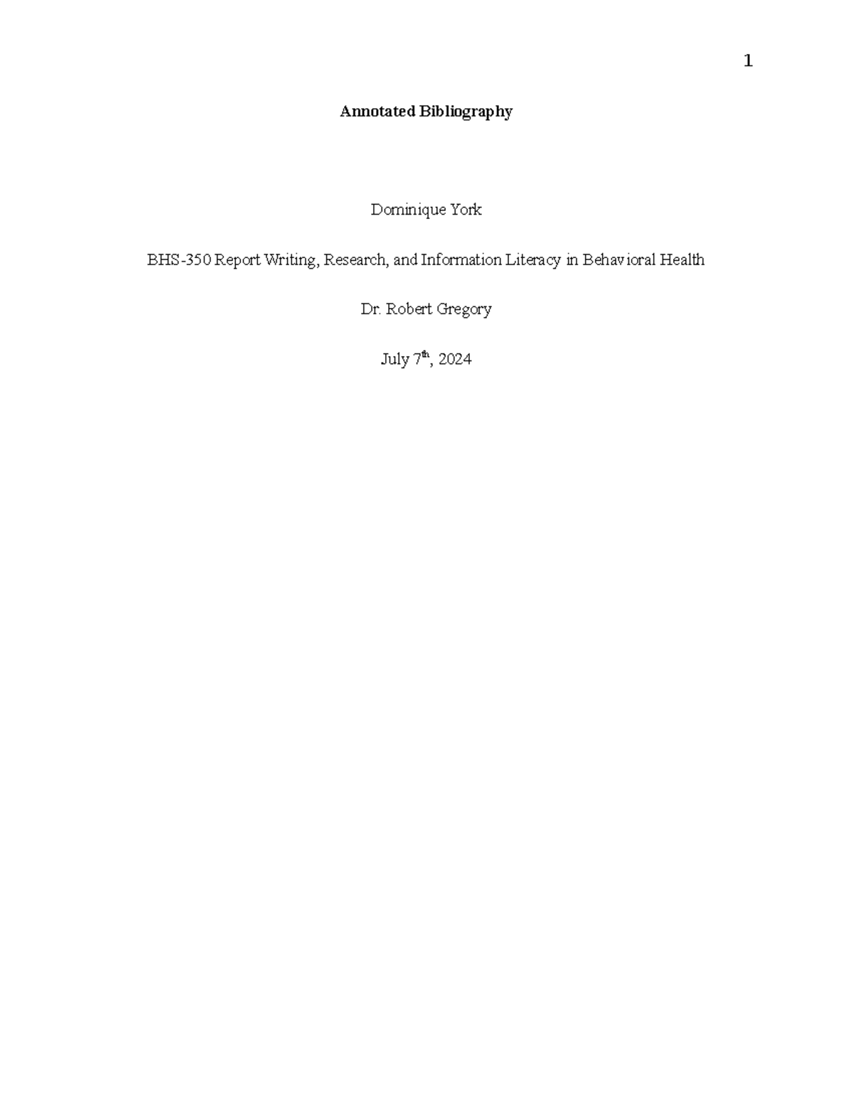 BHS-350 Annotated Bibliography on Child Abuse and Neglect Research ...