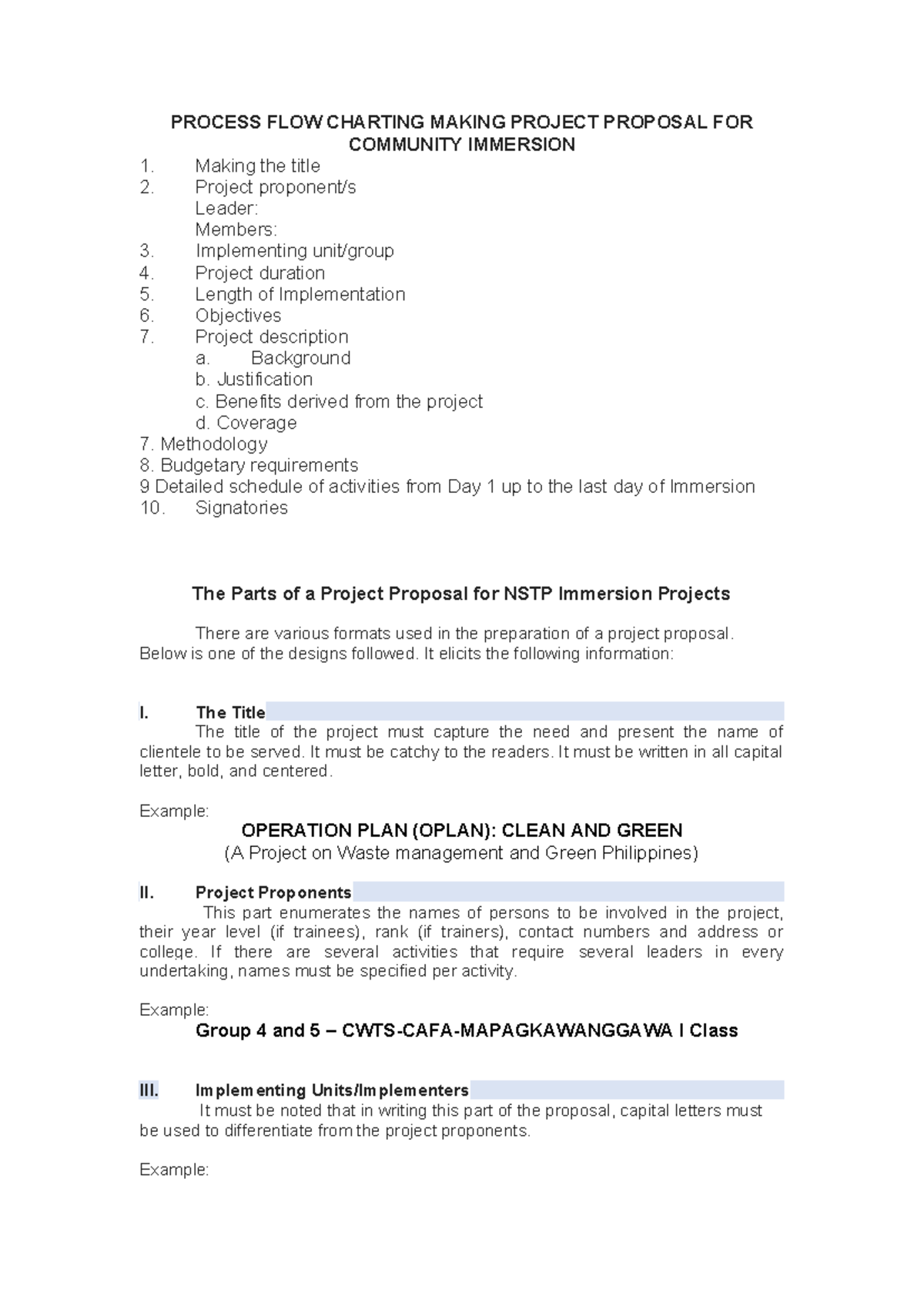 NSTP 1: Project Proposal Format for Community Immersion Activities ...