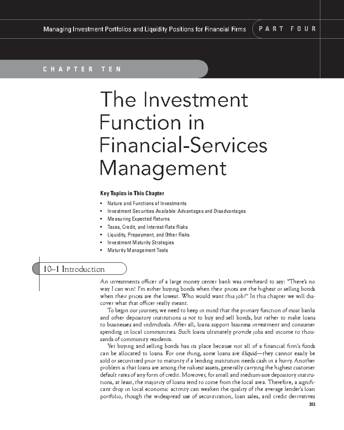 Bank Management Financial Services: Investment Function Overview (C10 ...