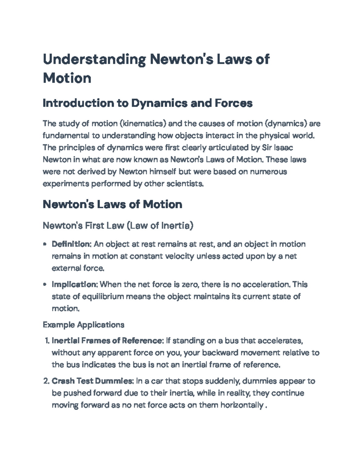 Newton's Laws of Motion: Understanding Dynamics and Forces ...