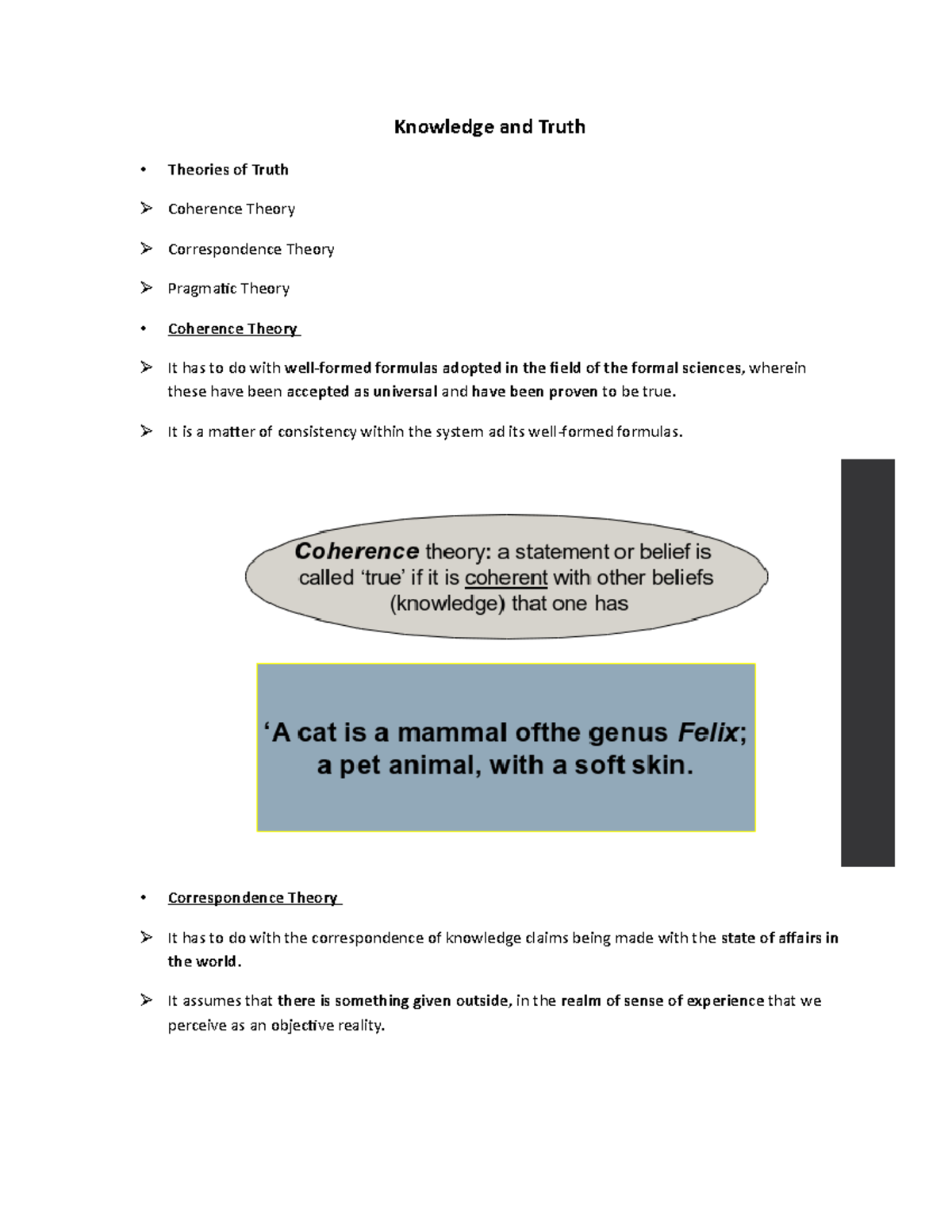 Knowledge and Truth chapter 6 - Knowledge and Truth • Theories of Truth ...