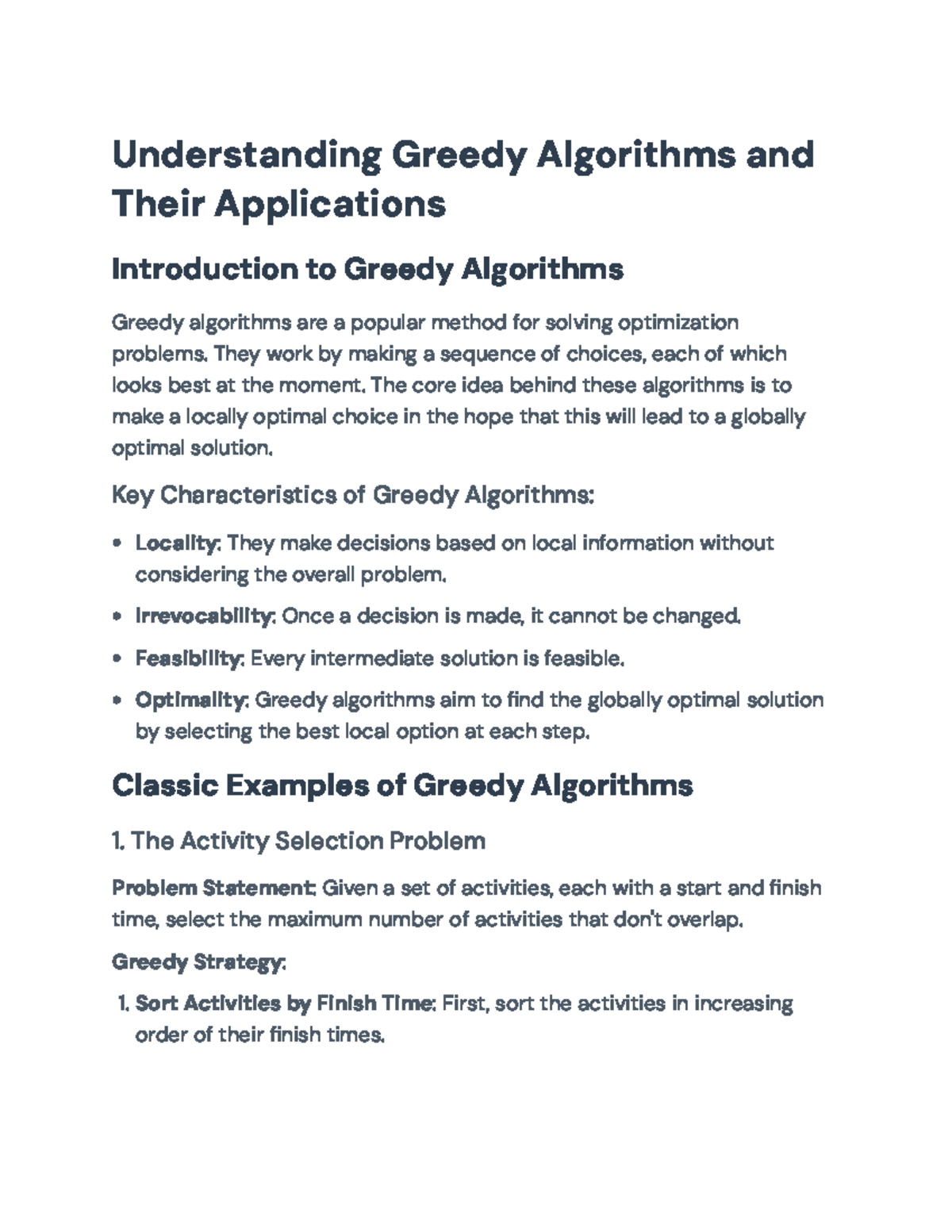 Understanding Greedy Algorithms: Key Concepts and Applications ...