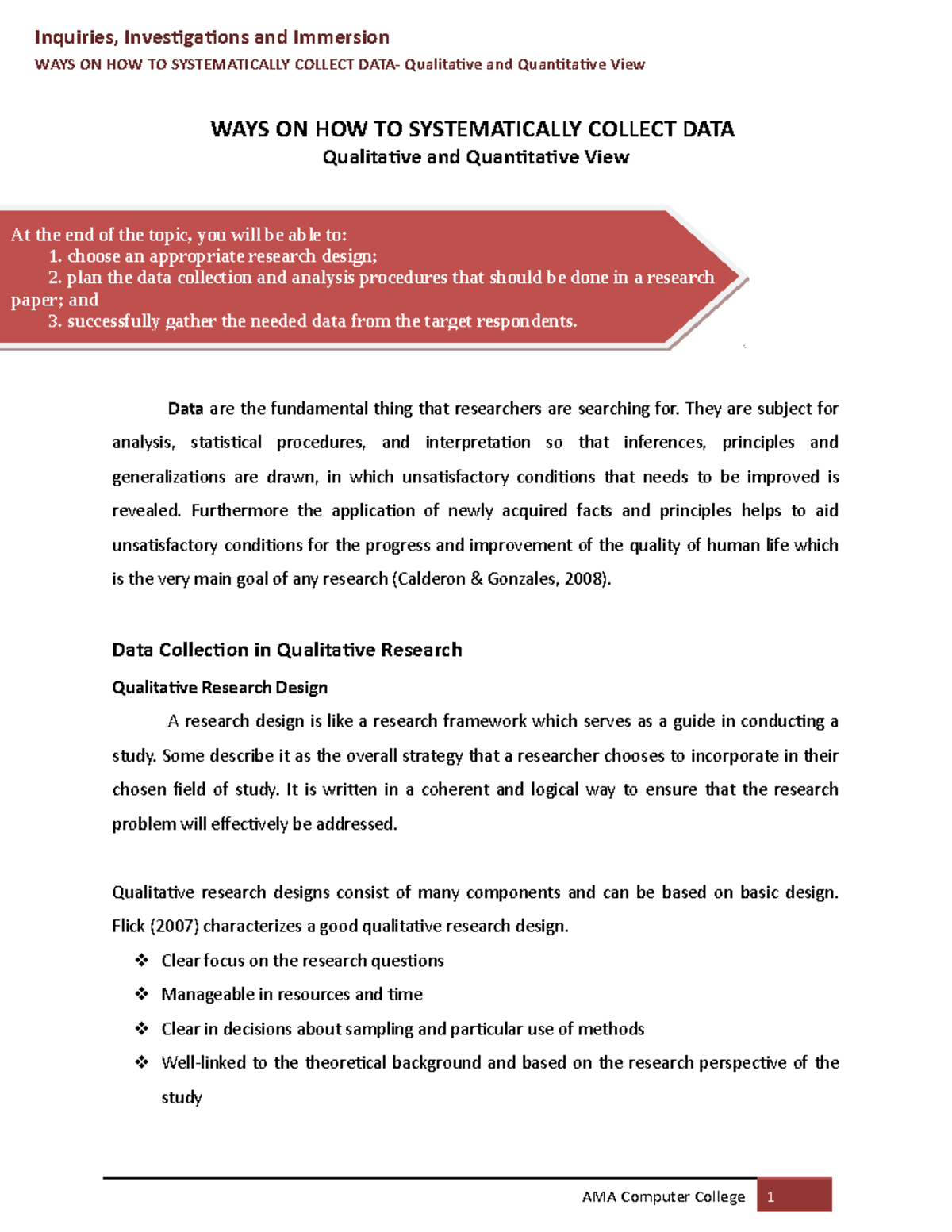 WAYS ON HOW TO Systematically Collect DATA - WAYS ON HOW TO ...