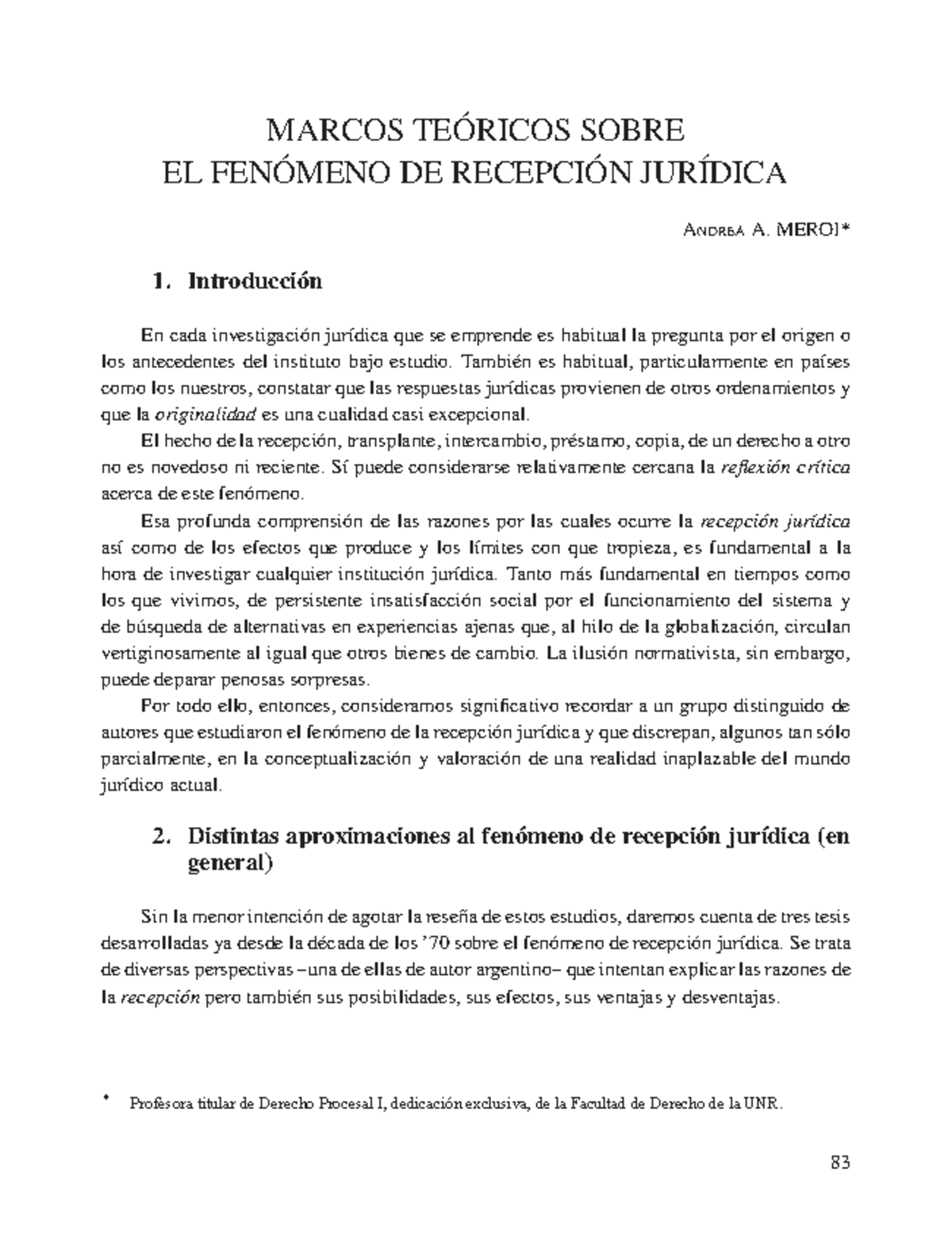 MARCOS TEÓRICOS PARA LA RECEPCIÓN JURÍDICA: Análisis y Perspectivas ...