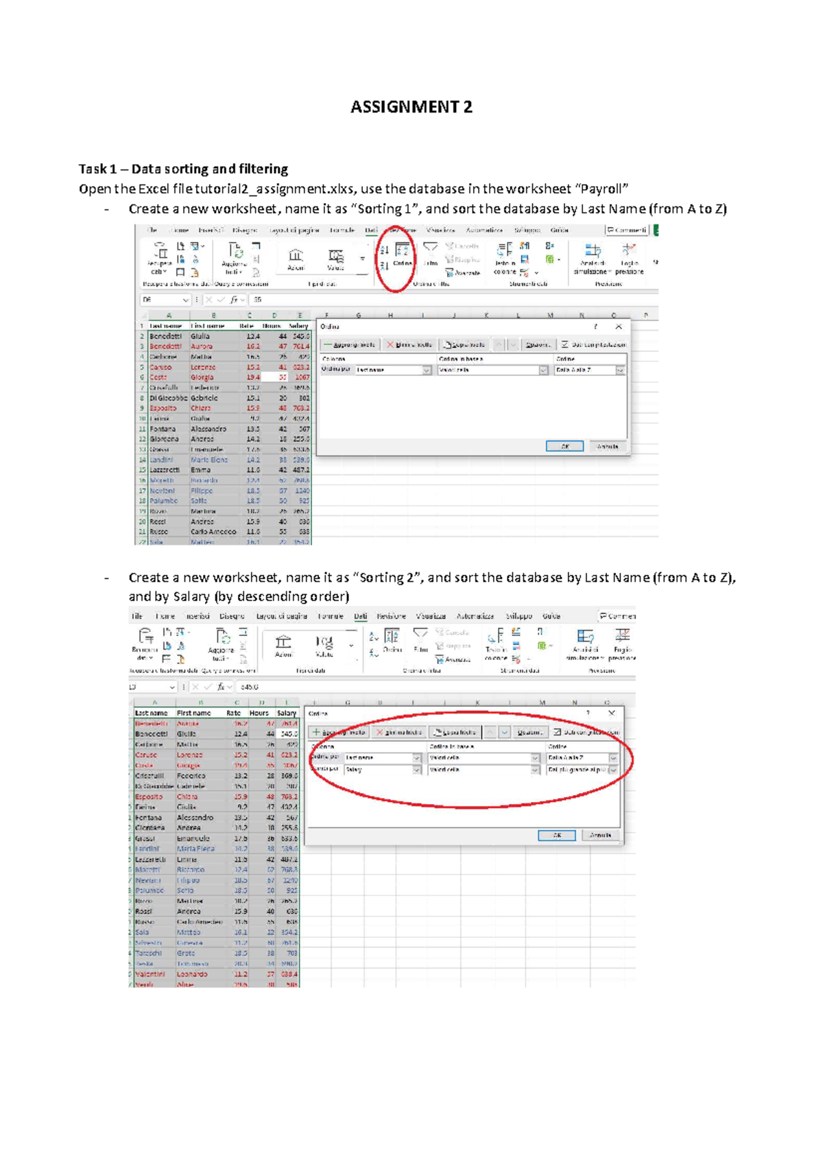 NJK ASSIGNMENT 2: Data Sorting, Filtering & Pivot Tables Tutorial - Studocu