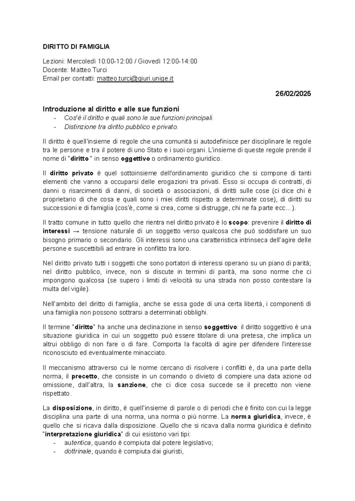 Modulo 1 - Lezioni di Diritto di Famiglia e Normative Giuridiche - Studocu