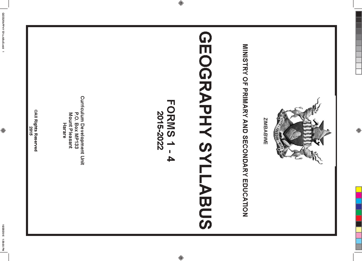 Geography Syllabus for Forms 1-4 (ZIMSEC) - 2015 Edition - Studocu