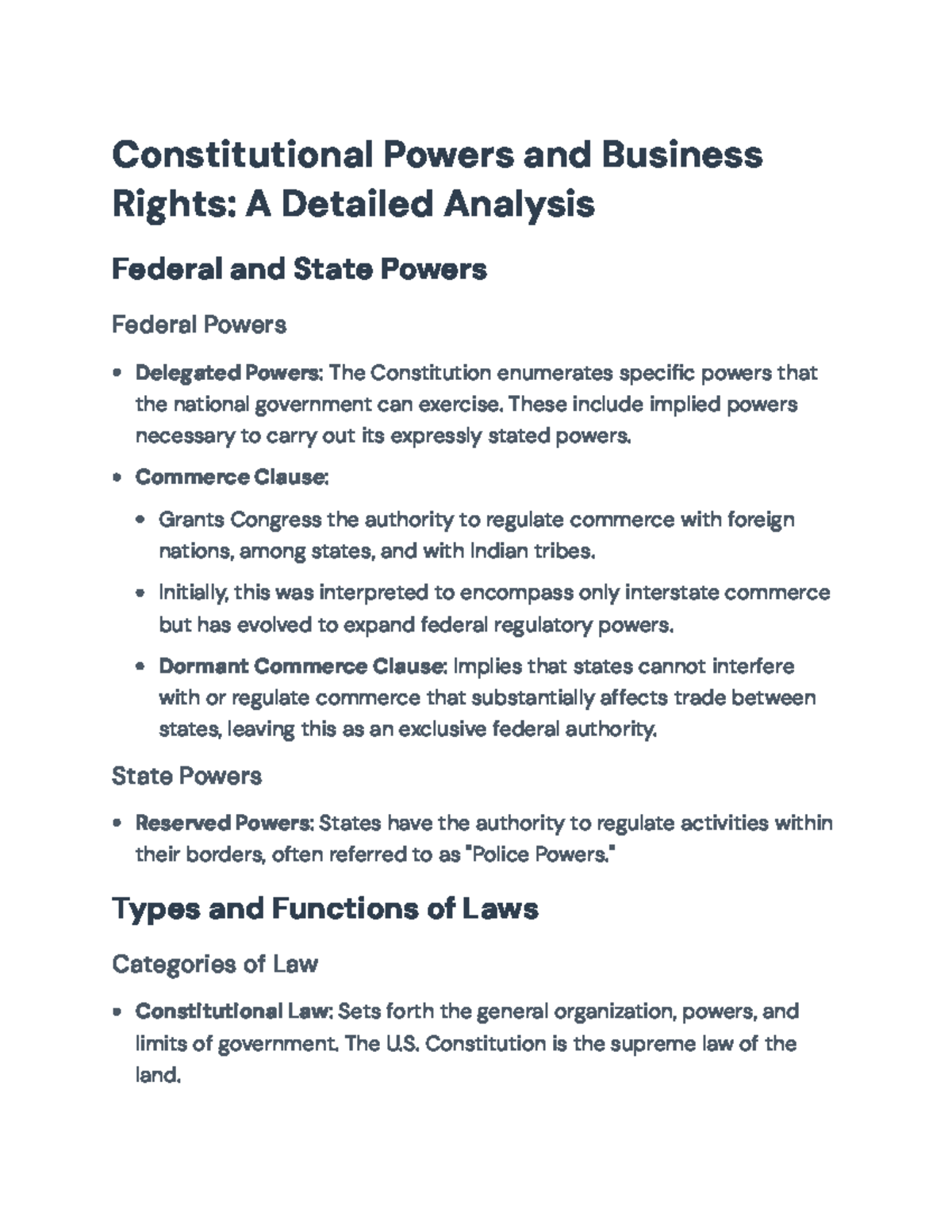 Constitutional Powers & Business Rights: A Detailed Analysis of Laws ...