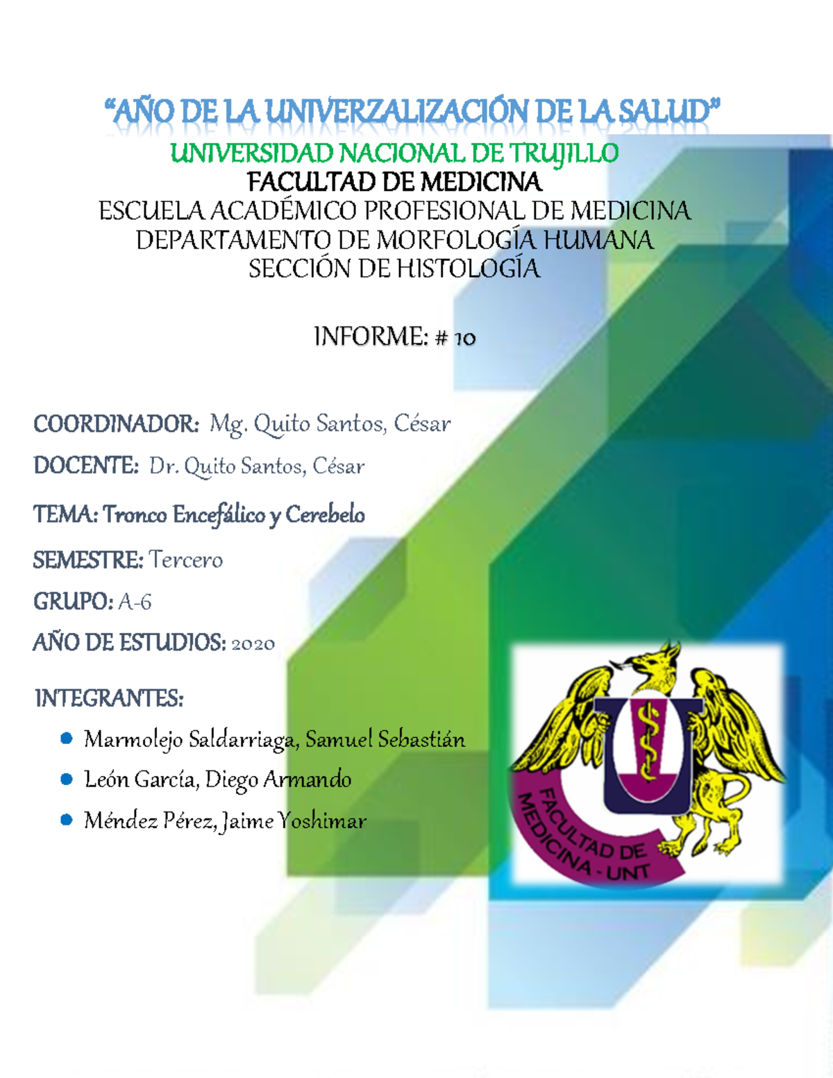 Informe DE Histología 10 - Tronco Encefálico y Cerebelo - Warning: TT: undefined function: 32 ...
