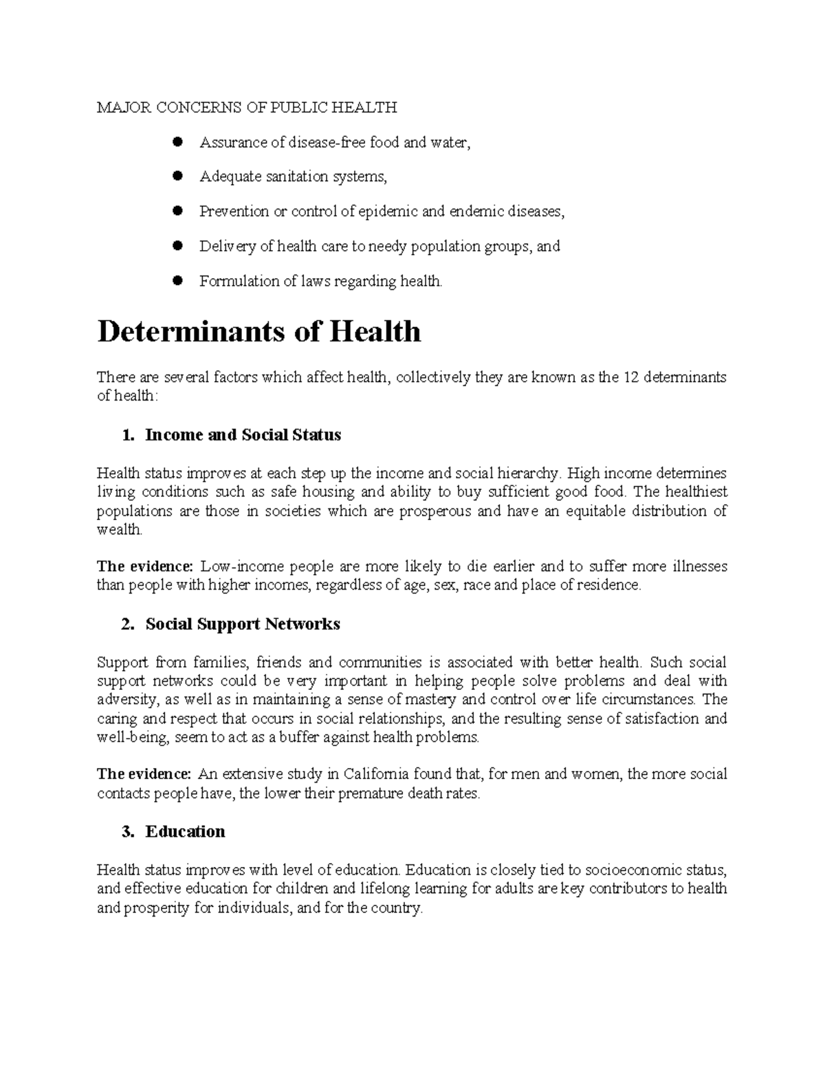 Determinants of Health: Key Factors Impacting Public Health - Studocu