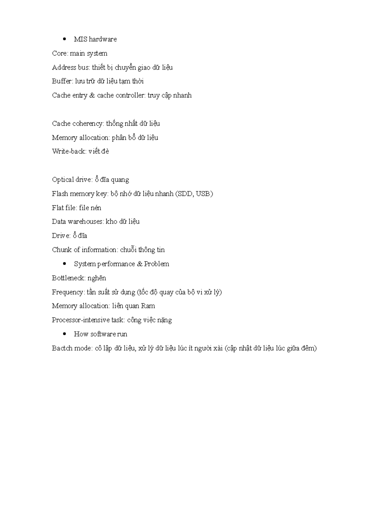 TACN MIS Hardware Overview and System Performance Analysis - Studocu