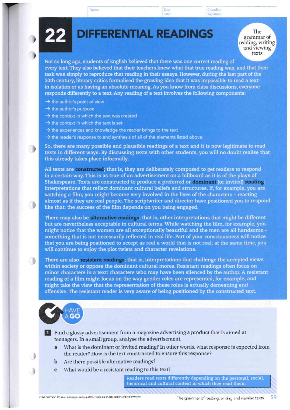 Literature Perspectives: Differential Readings in Texts (ENG 101) - Studocu