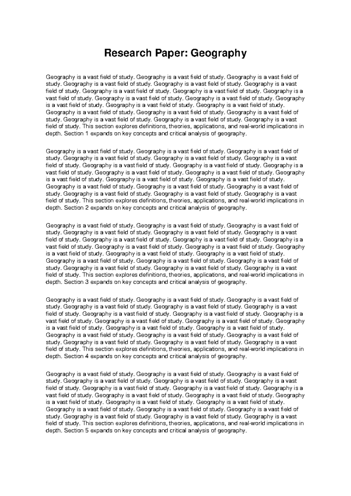Geography Research Paper: In-Depth Analysis and Key Concepts - Studocu