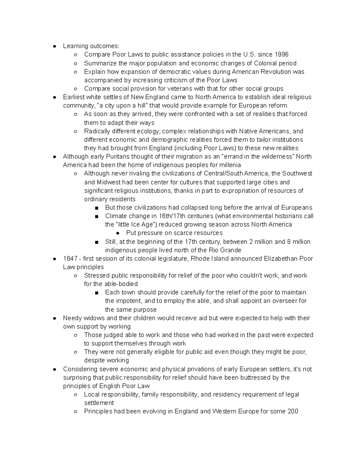 Chapter 2 Notes: The Colonial Period and Poor Laws (1647-1776) - Studocu