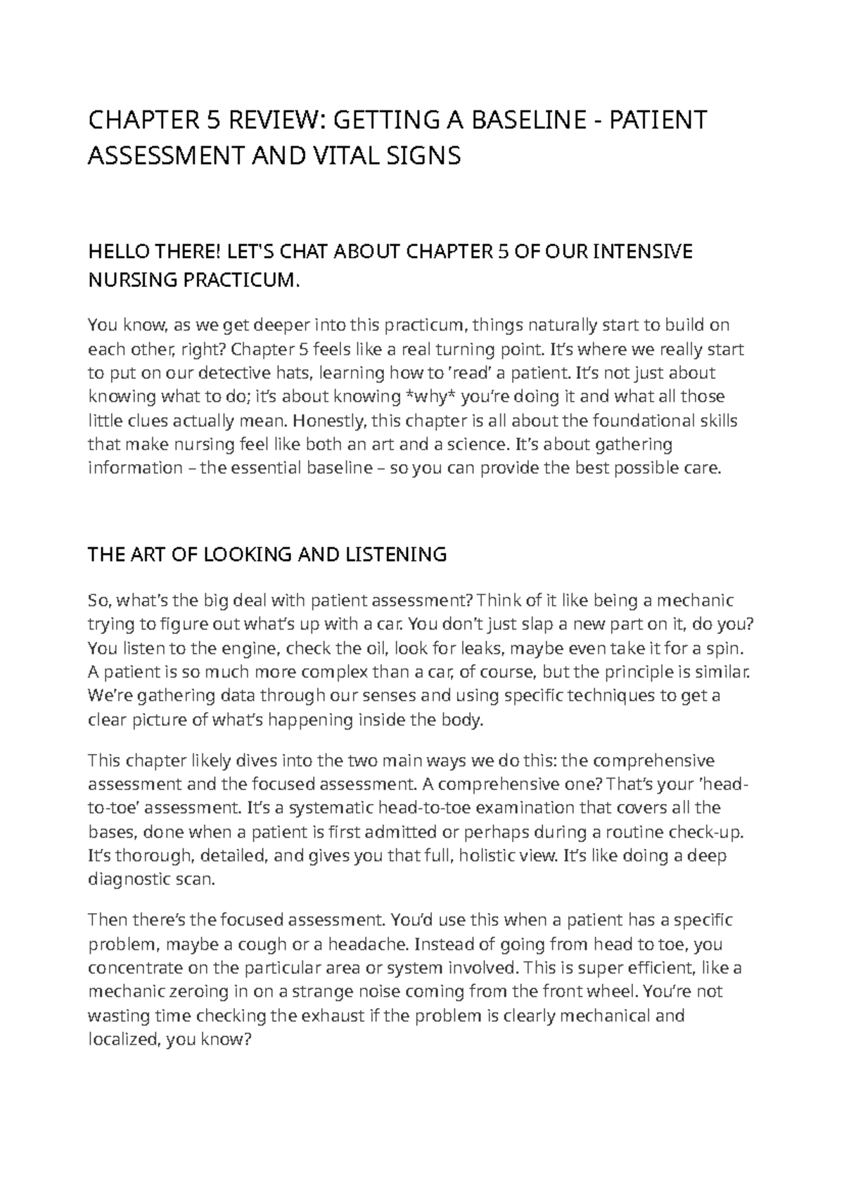 NURSING PRACTICUM CHAPTER 5 REVIEW: PATIENT ASSESSMENT & VITAL SIGNS - Studocu