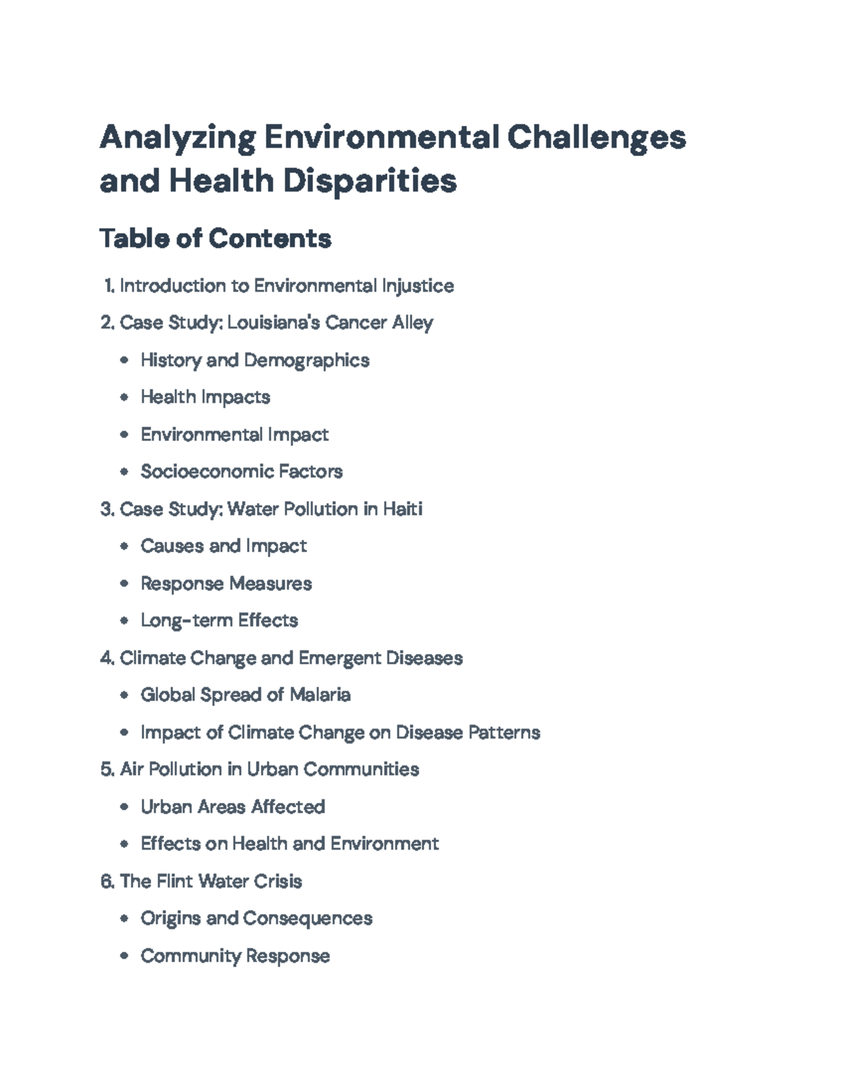 Environmental Injustice: Case Studies on Health Disparities and ...