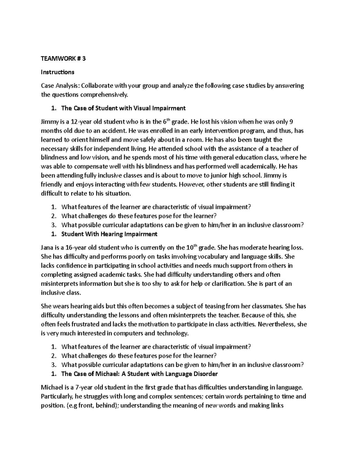 Teamwork 3 (Group 8) - Answers - TEAMWORK # 3 Instructions Case ...