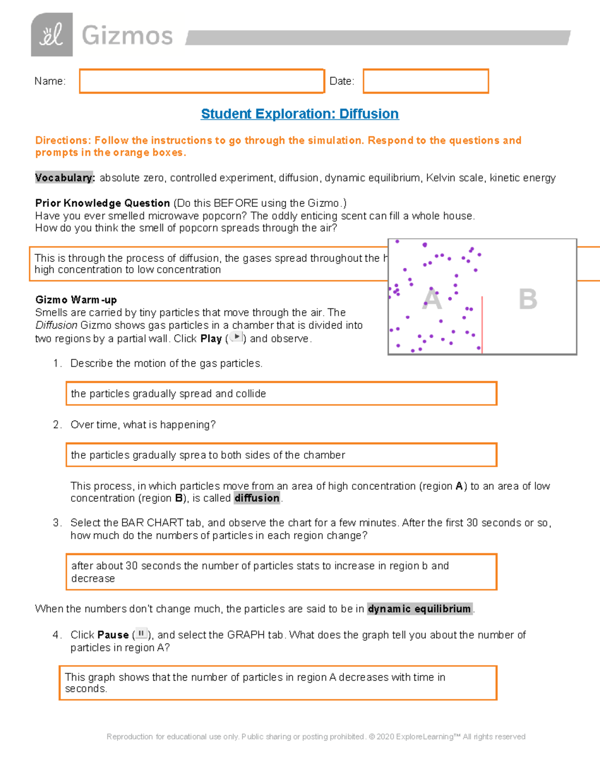 Student Exploration: Diffusion SE Gizmo Activity Guide - Studocu