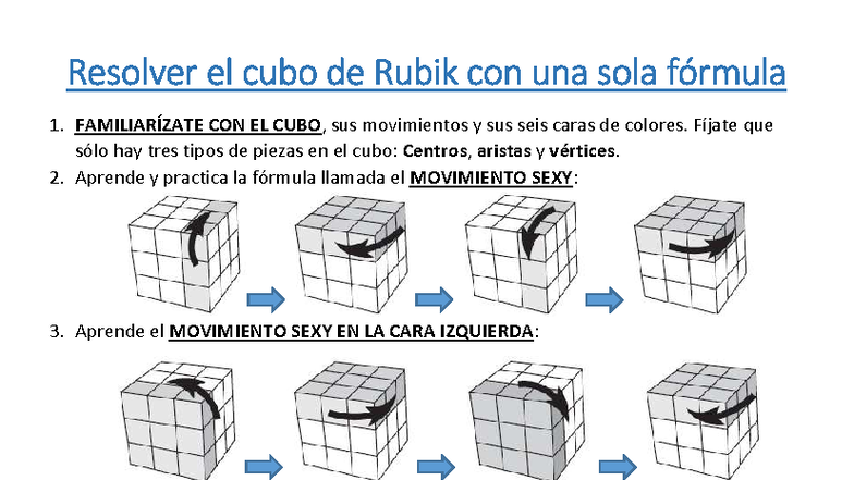 Resolver el Cubo de Rubik con una Sola Fórmula: Guía Práctica - Studocu