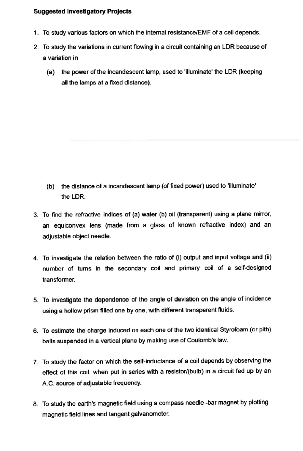 Investigatory Project Topics for Physics 2024-25 - Studocu