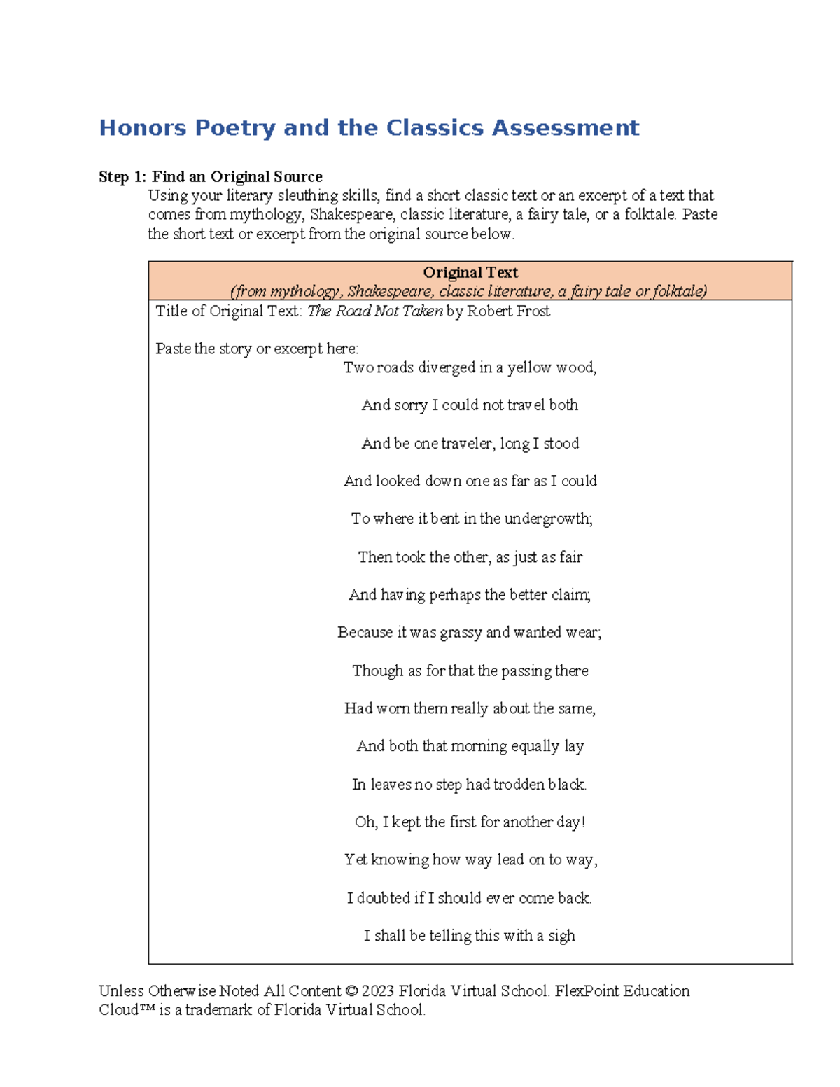 Honors Poetry & Classics: Original Text Analysis & Poem Creation - Studocu