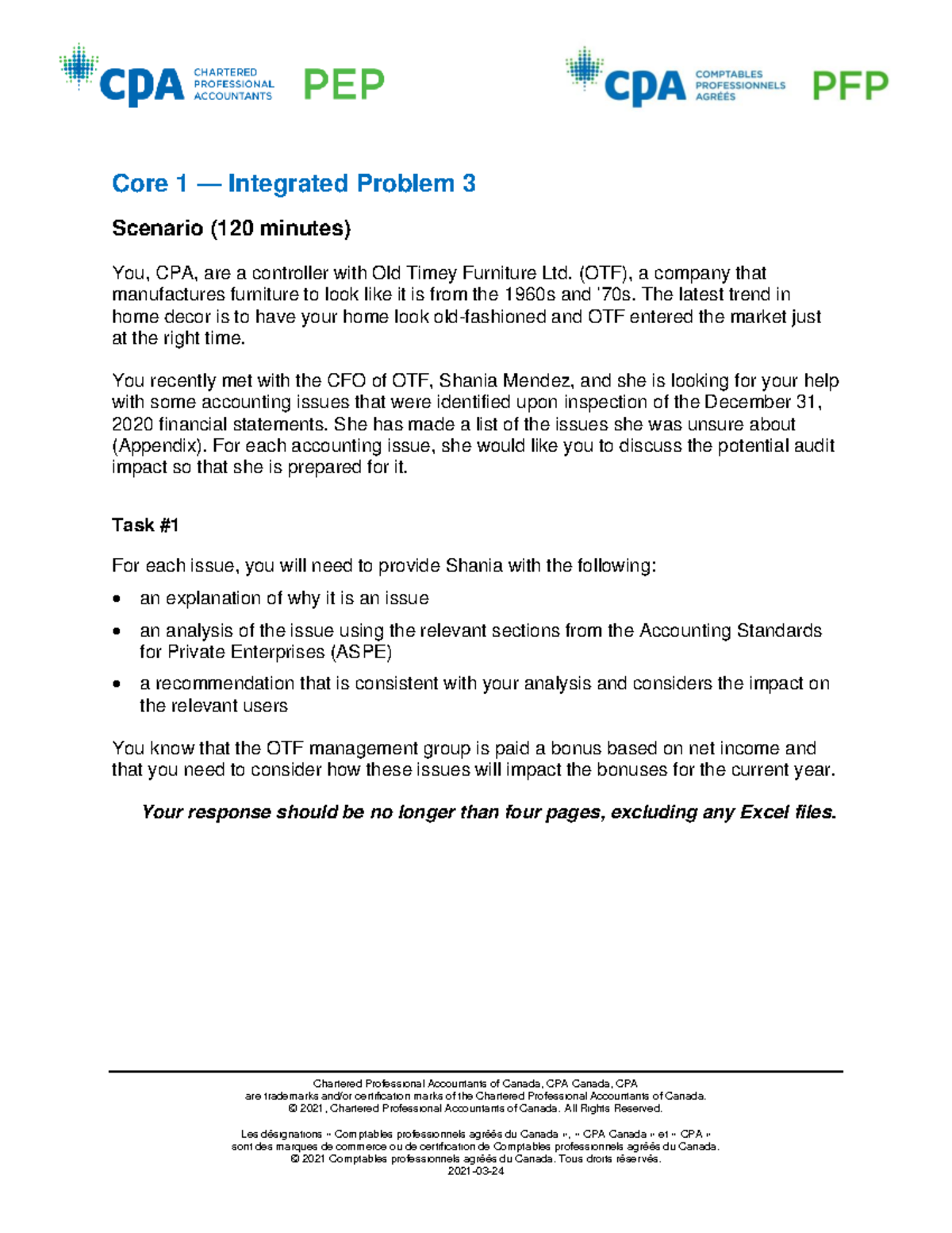 Core 1 - Integrated Problem 3: Accounting Issues & Audit Impacts ...