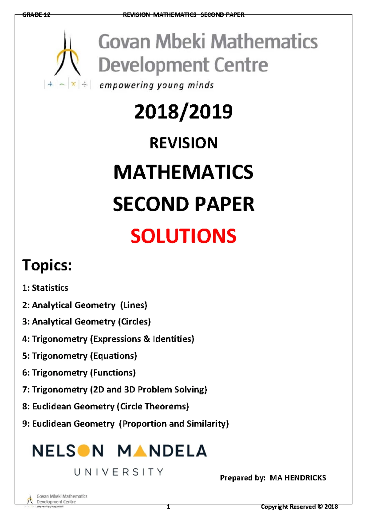 Grade 12 Mathematics P1 Sept 2024 Limpopo Exam Paper EMATHP1 - Studocu