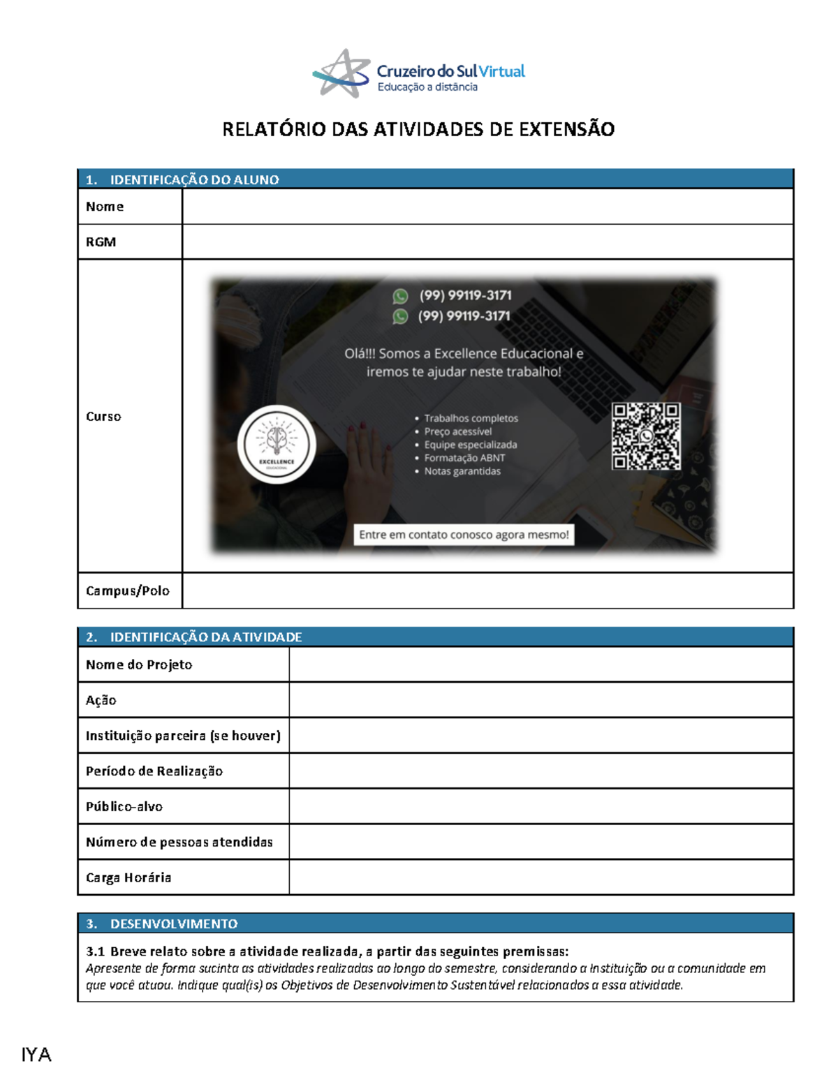Relatório das Atividades de Extensão - Cruzeiro do Sul - 2025 - Studocu