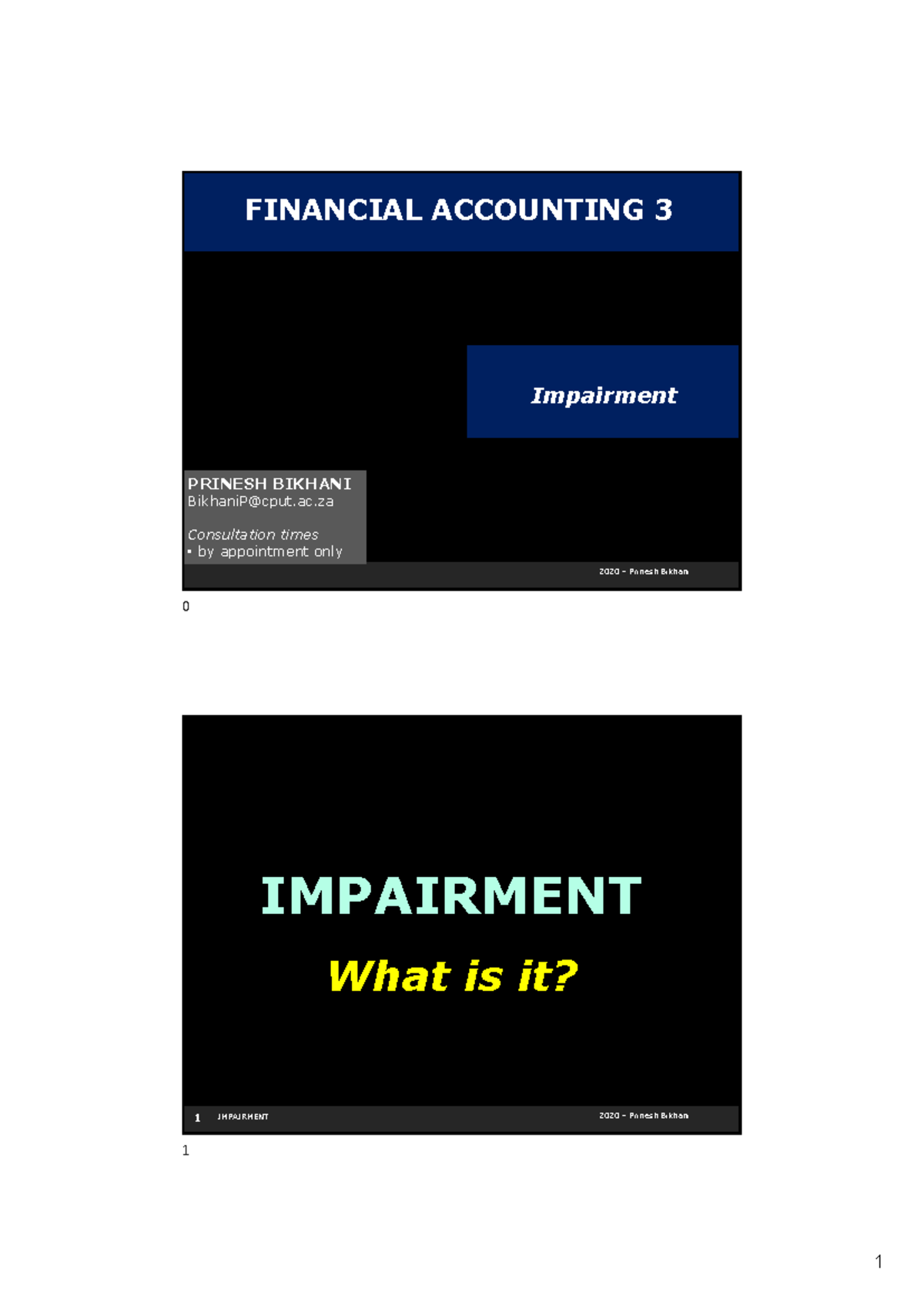 FINANCIAL ACCOUNTING 3 Lecture Slides on Impairment Concepts - Studocu