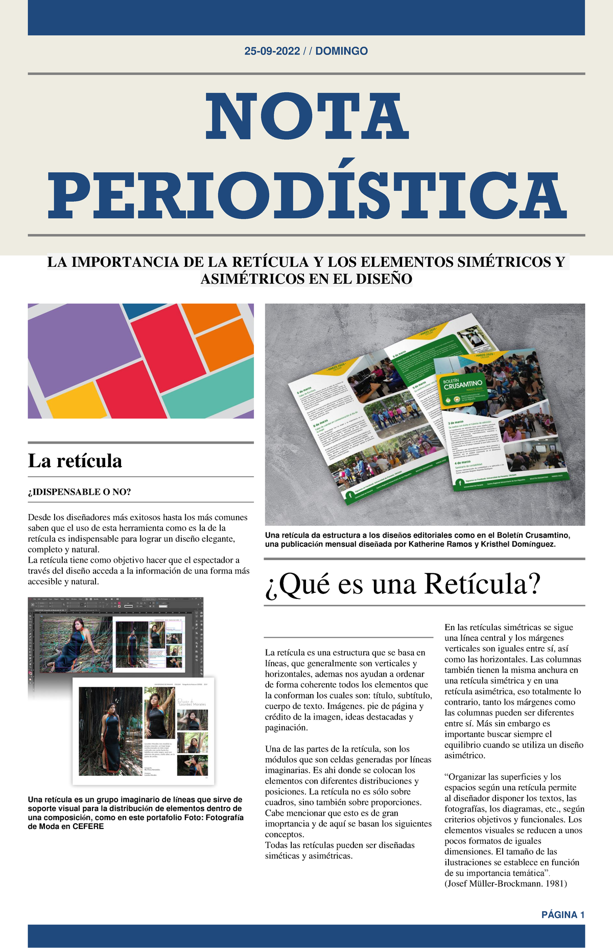 Uso de la Retícula en Diseño Gráfico: Nota Periodística Informativa ...