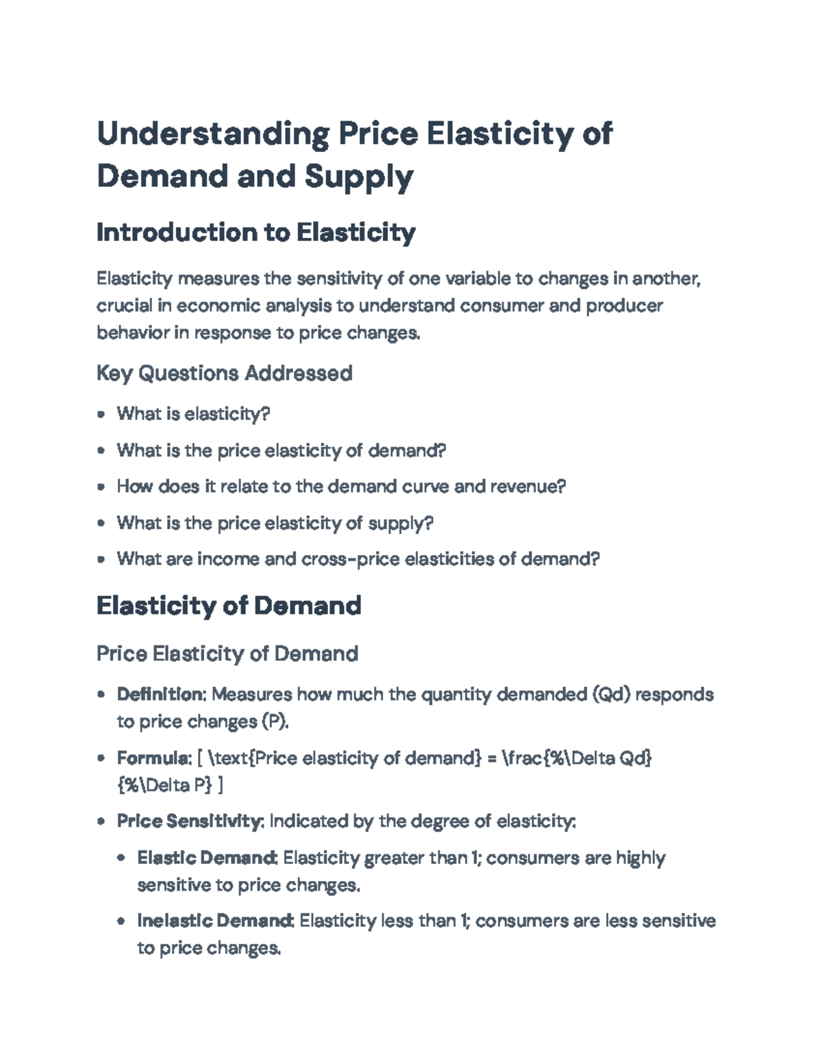 Understanding Price Elasticity of Demand & Supply: Key Concepts (ECO ...