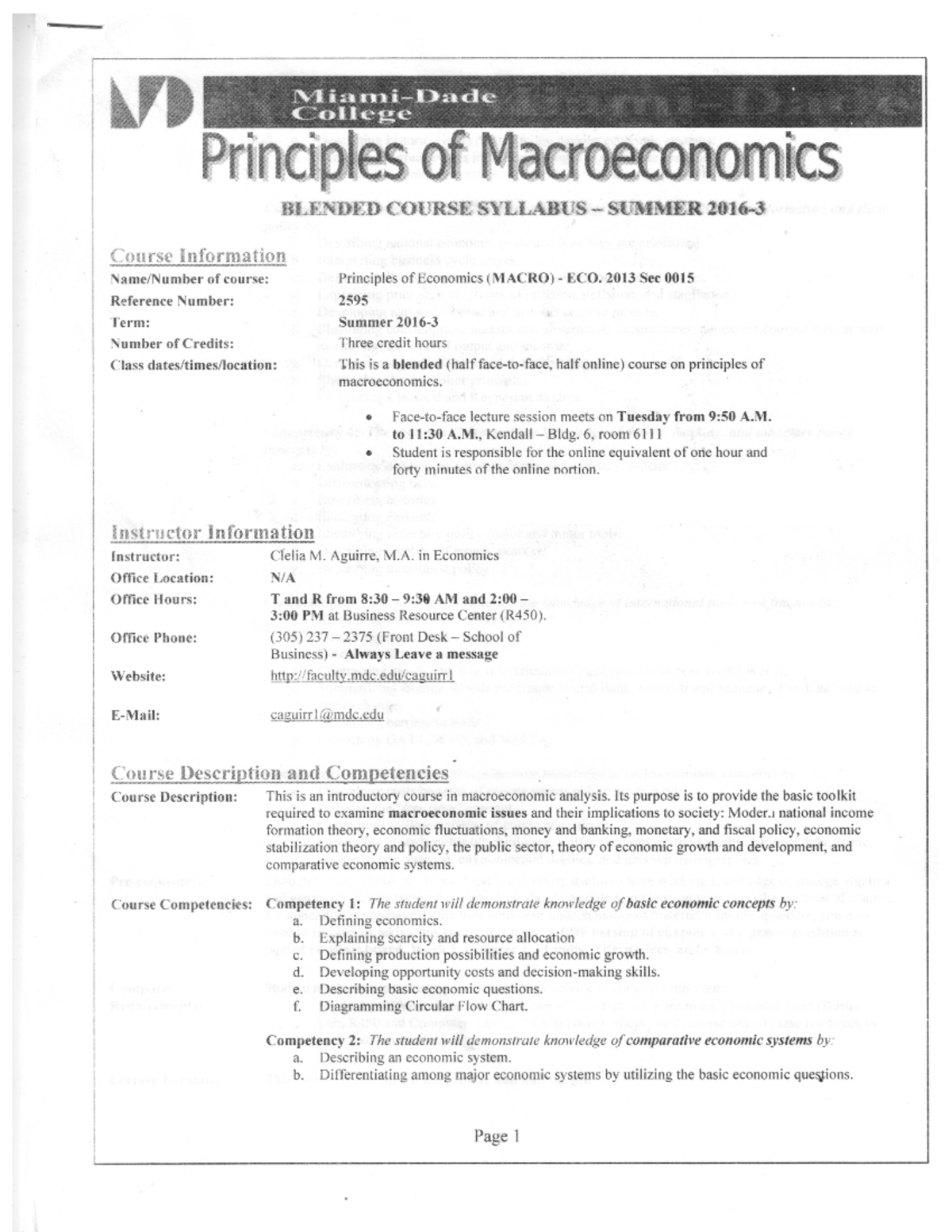 Eco 2013 syllabus - College Principles of Macroeconomics BLENDED COURSE ...